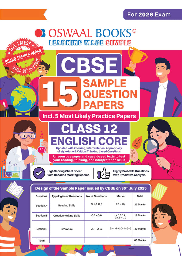 CBSE 15 Sample Question Papers Class 12 English Core for 2026 Board ...