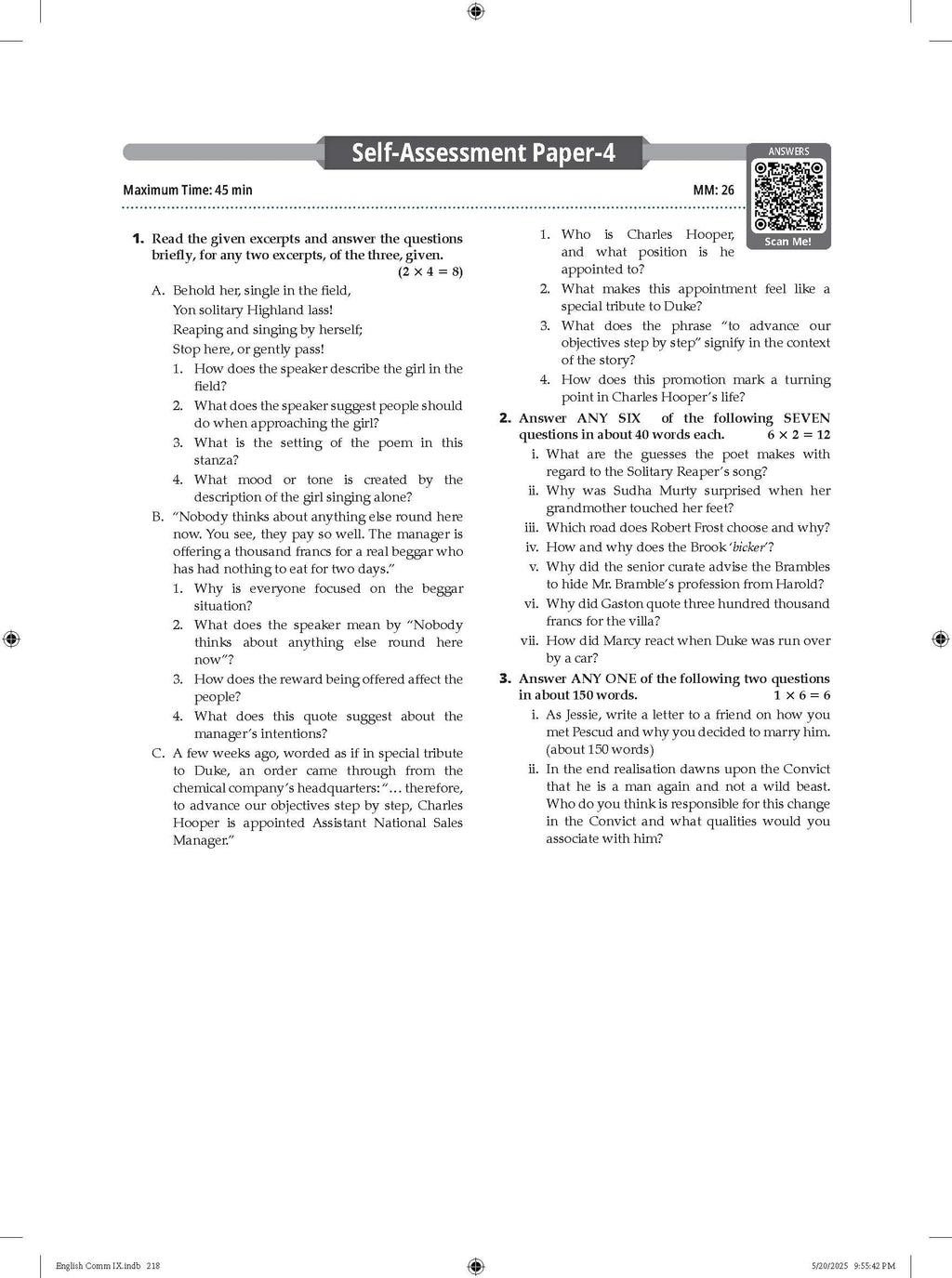 CBSE Question Bank Class 9 ENGLISH COMMUNICATIVE For 2026 Exam TRUE ...